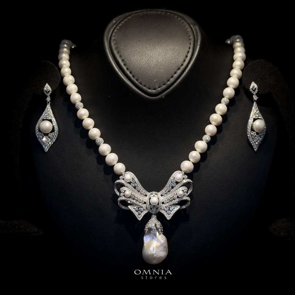 Omnia Gadi Fresh Real Water Pearl Set in 92.5 Silver Accessories With High Quality Simulated ...